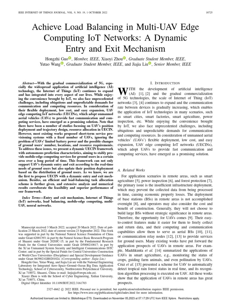 Achieve Load Balancing in Multi-UAV Edge Computing IoT Networks A ... Achieve Load Balancing in Multi-UAV Edge Computing IoT Networks A ...