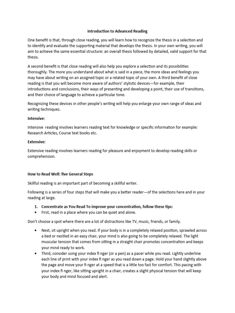 Advanced Reading Techniques Guide | PDF
