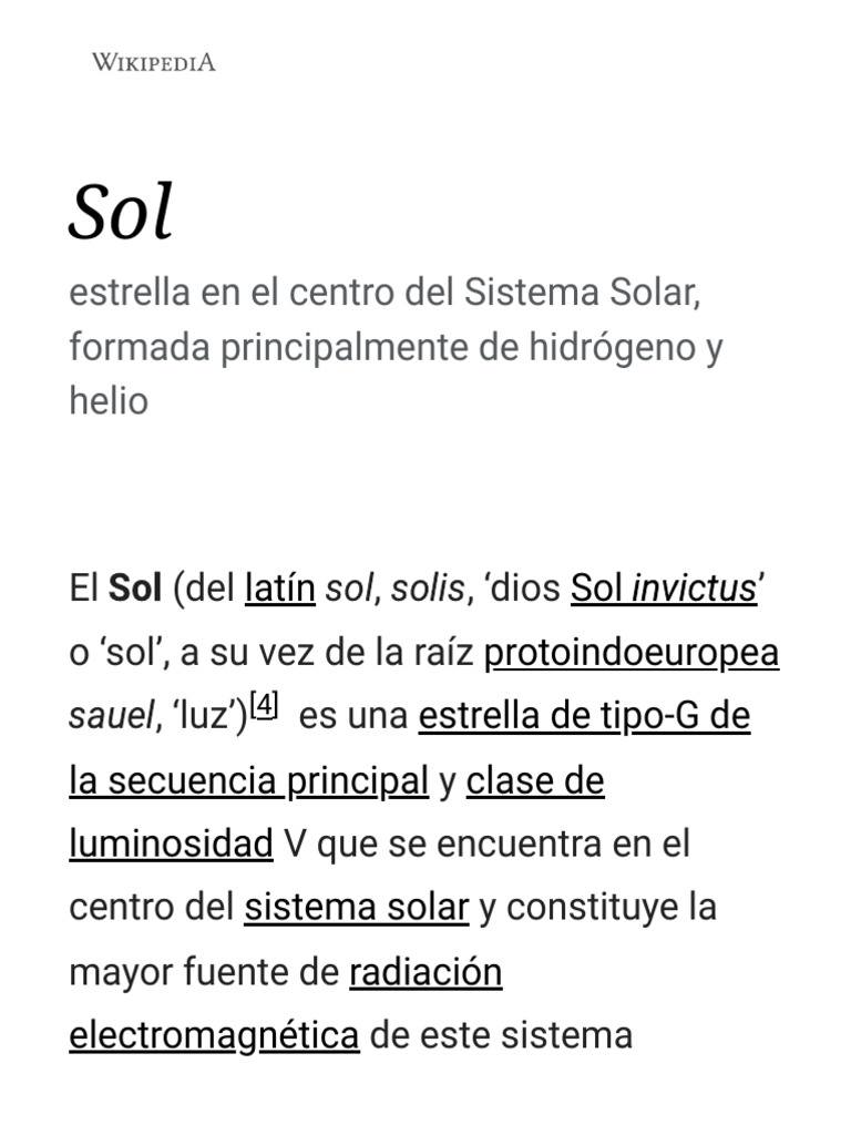 Sol - Wikipedia, La Enciclopedia Libre | PDF