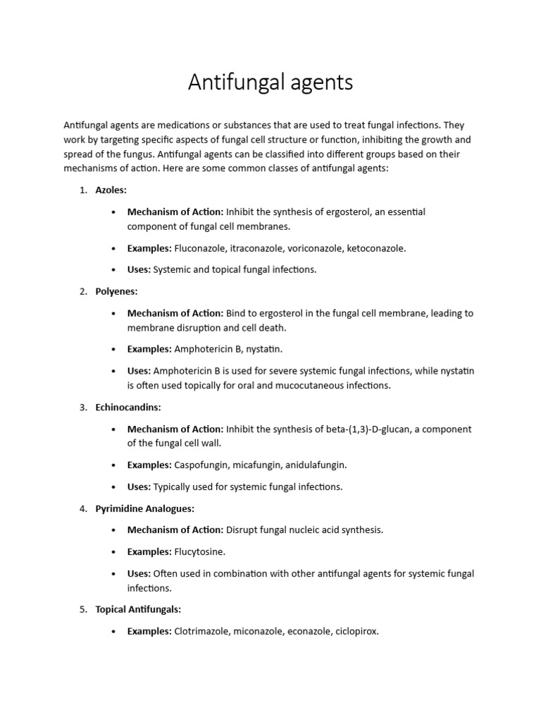 Comprehensive Guide to Antifungal Agents | PDF