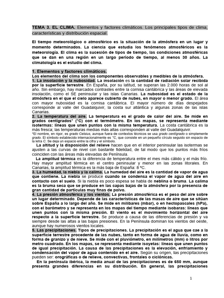 Tema 3. El Clima | PDF | Clima | Herida