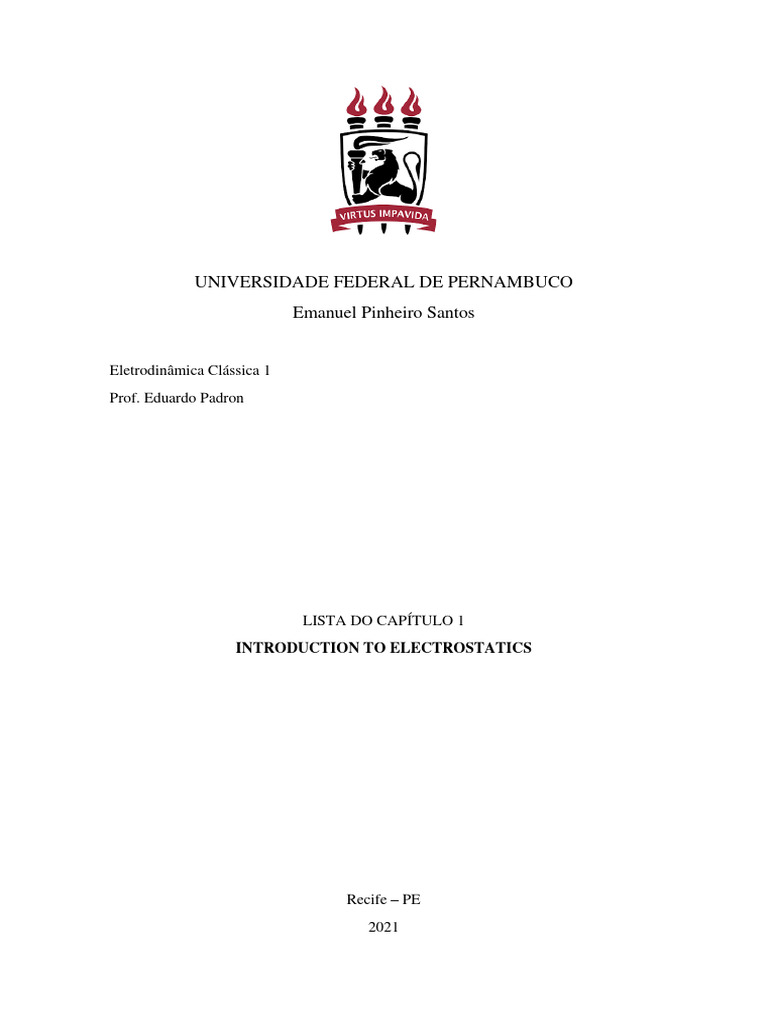 Problemas CAP 1 - Emanuel P Santos | PDF