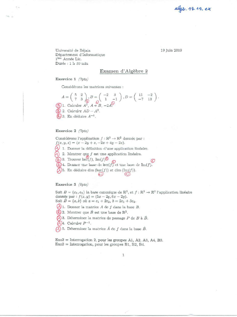 Corrigé Alg2 | PDF