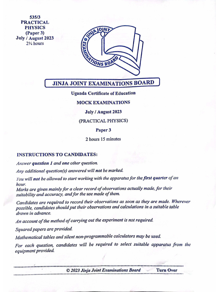 Jjeb Exam Physics | PDF