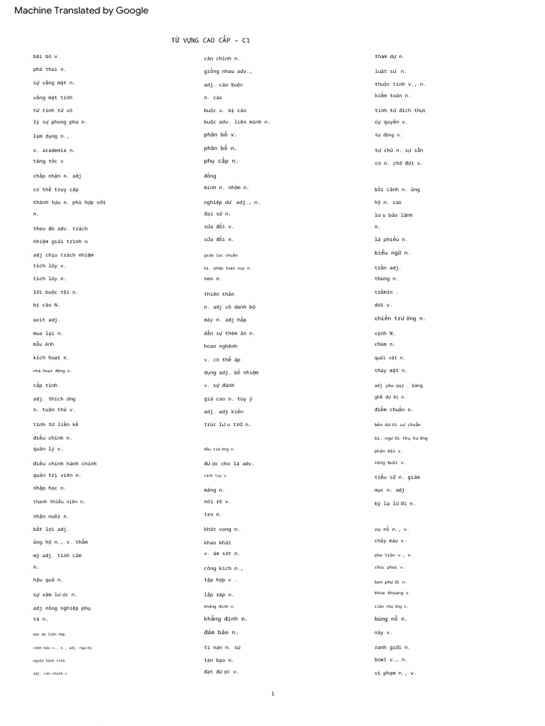 High Level Vocabulary | PDF