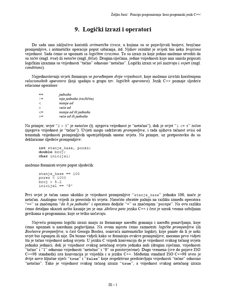 Logicki Izrazi I Operatori | PDF