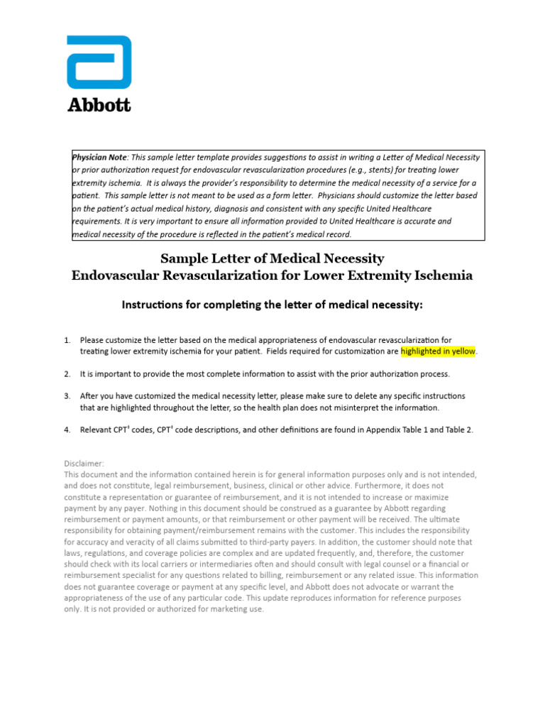 Vas Uhc Sample Letter Medical Necessity | Download Free PDF ...