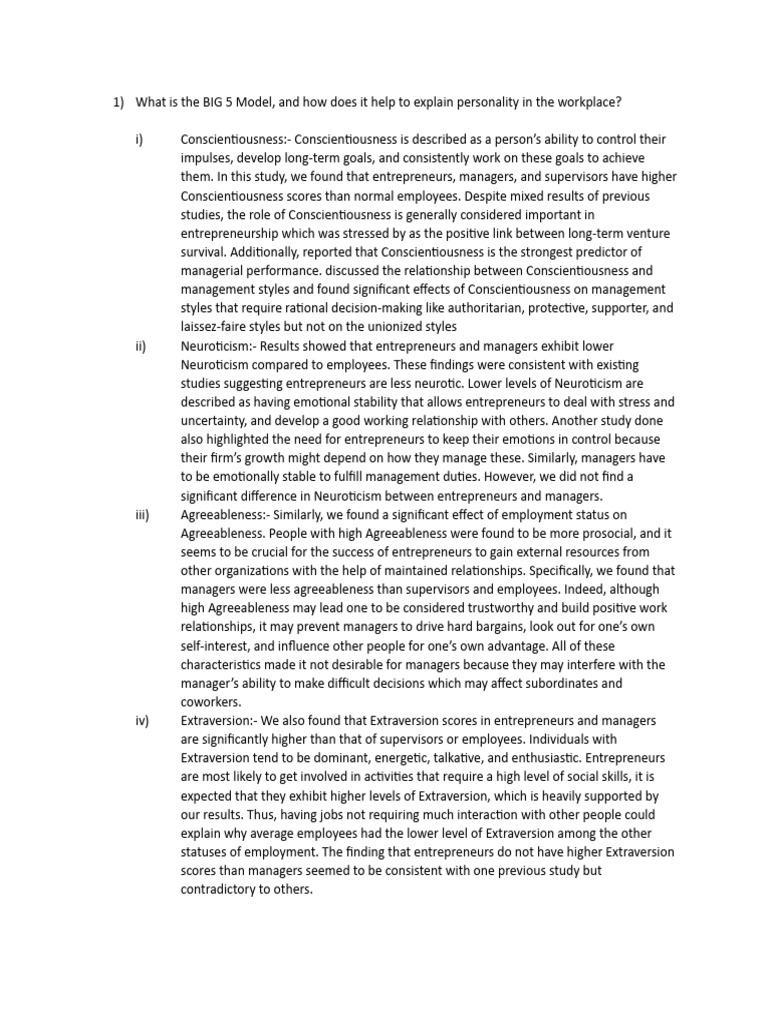 What Is The BIG 5 Model | PDF