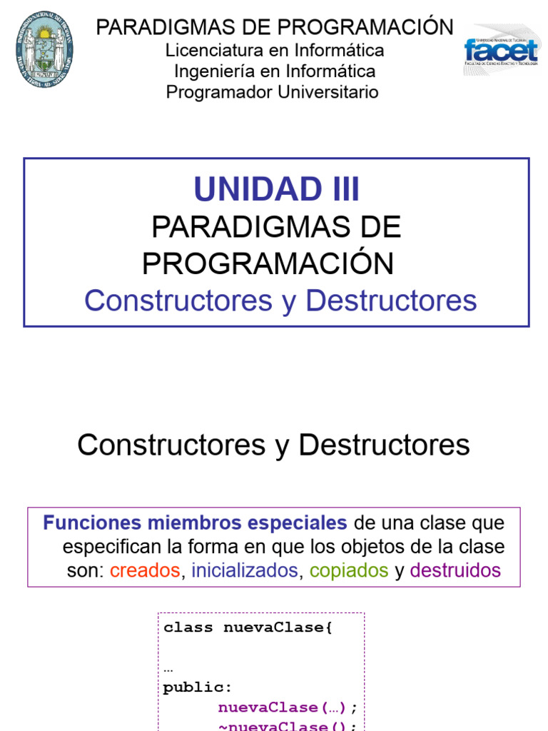 L3.V3.Constructores y Destructores | PDF | Constructor (Programación Orientada a Objetos ...