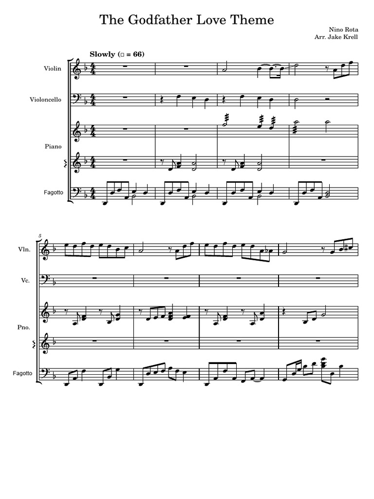 The Godfather Love Theme Violino Violoncello Piano Fagotto Pdf