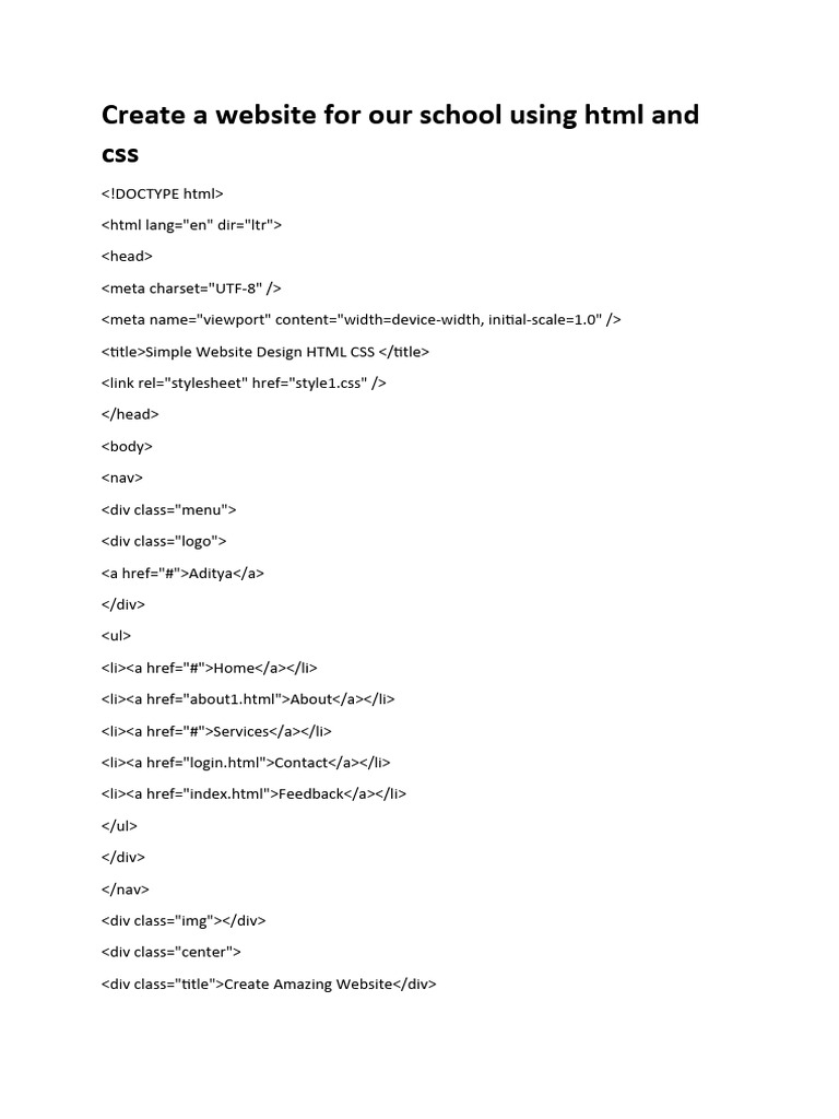 Create A Website For Our School Using HTML and Css | Download Free PDF | Web Design | World Wide Web