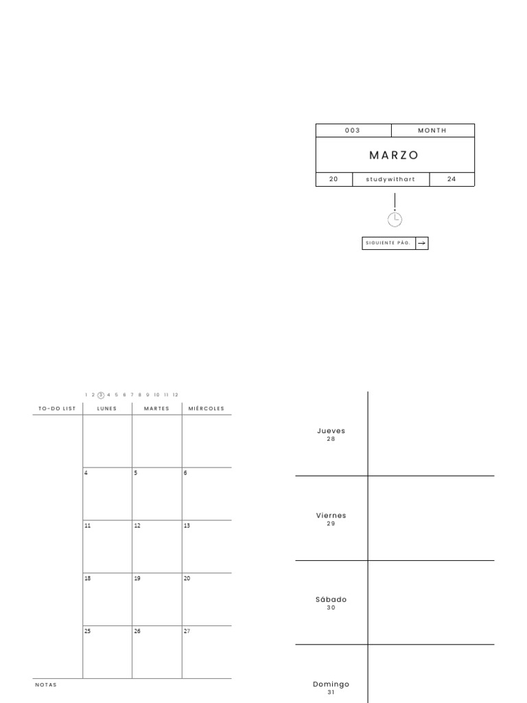4 A4 Cuadernillo Marzo Imprimible Agenda 2024 Armonia de Tiempo Studywithart | PDF