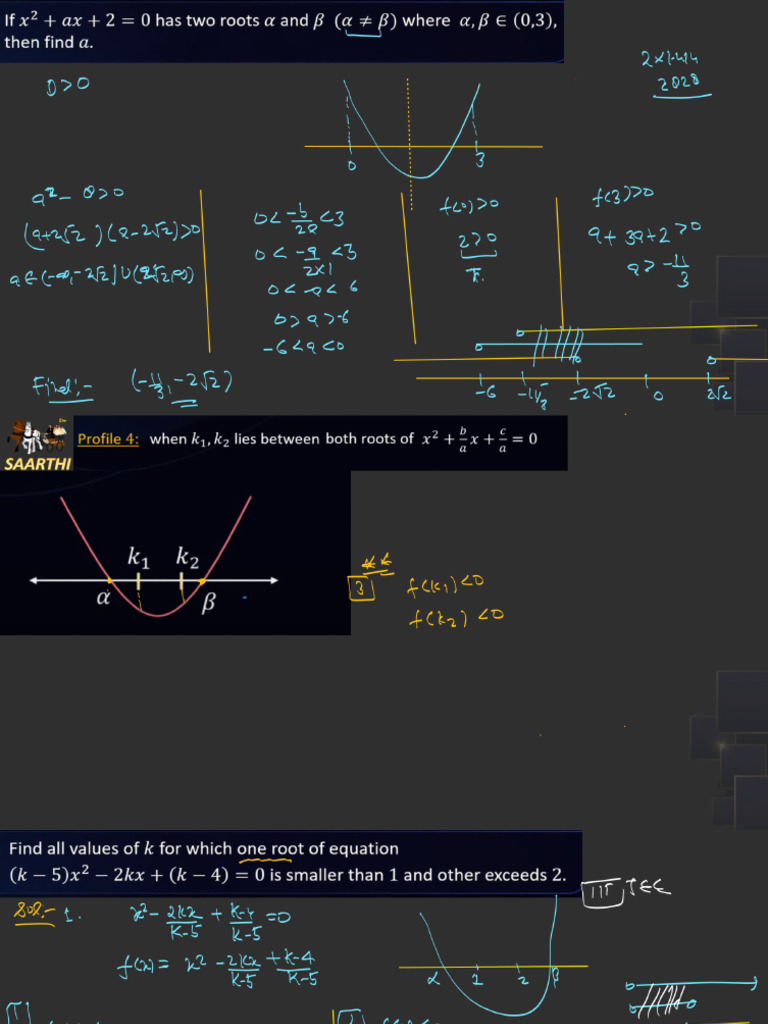 Quadratic Equation Part (Location of Roots) Part 2 | PDF