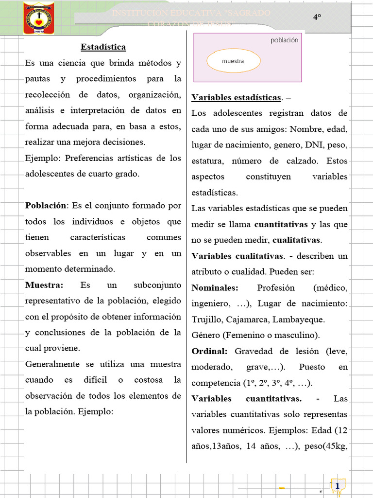 Práctica de Estadística Cuarto Grado | PDF