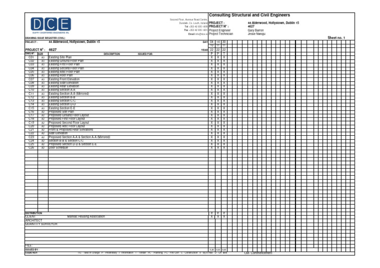 4627 Drawing Issue Sheet (Civil) | PDF