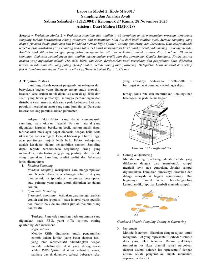 Laporan Praktikum Sampling Dan Analisis Ayak | PDF