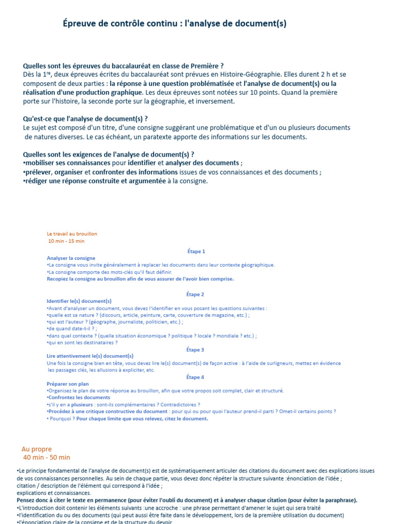 Guide de l'analyse de document au bac | PDF | Évolution de carrière