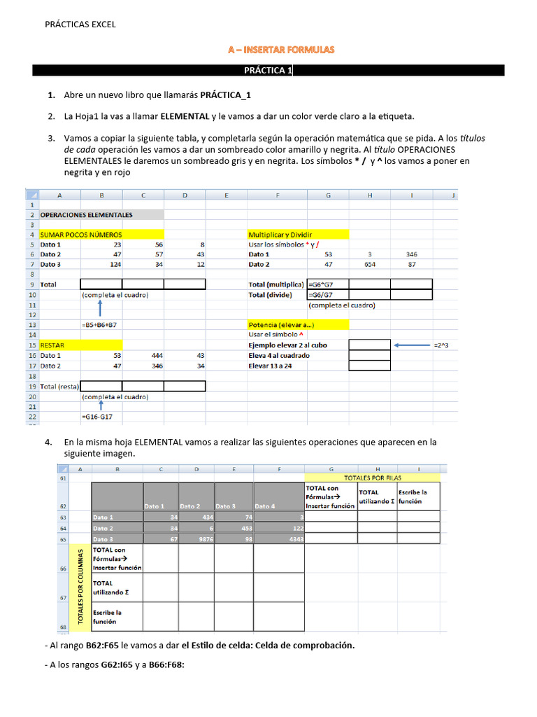 Prã Cticas Excel | PDF | Microsoft Excel | Matemáticas
