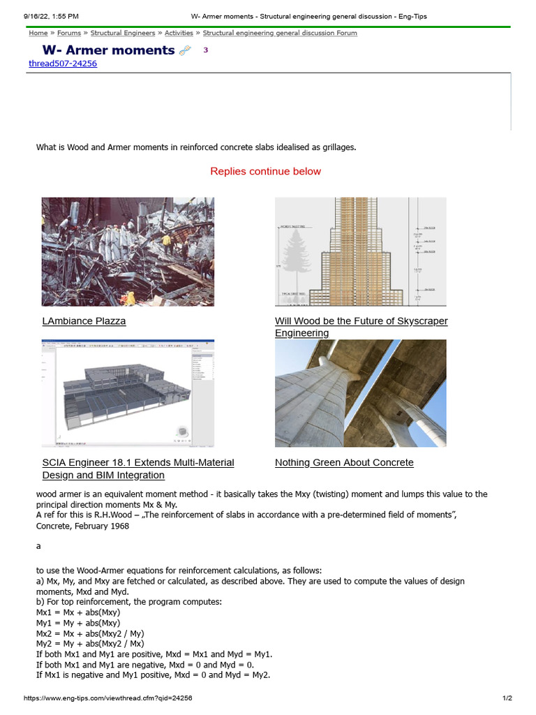W - Armer Moments - Structural Engineering General Discussion - Eng-Tips | PDF | Intellectual ...