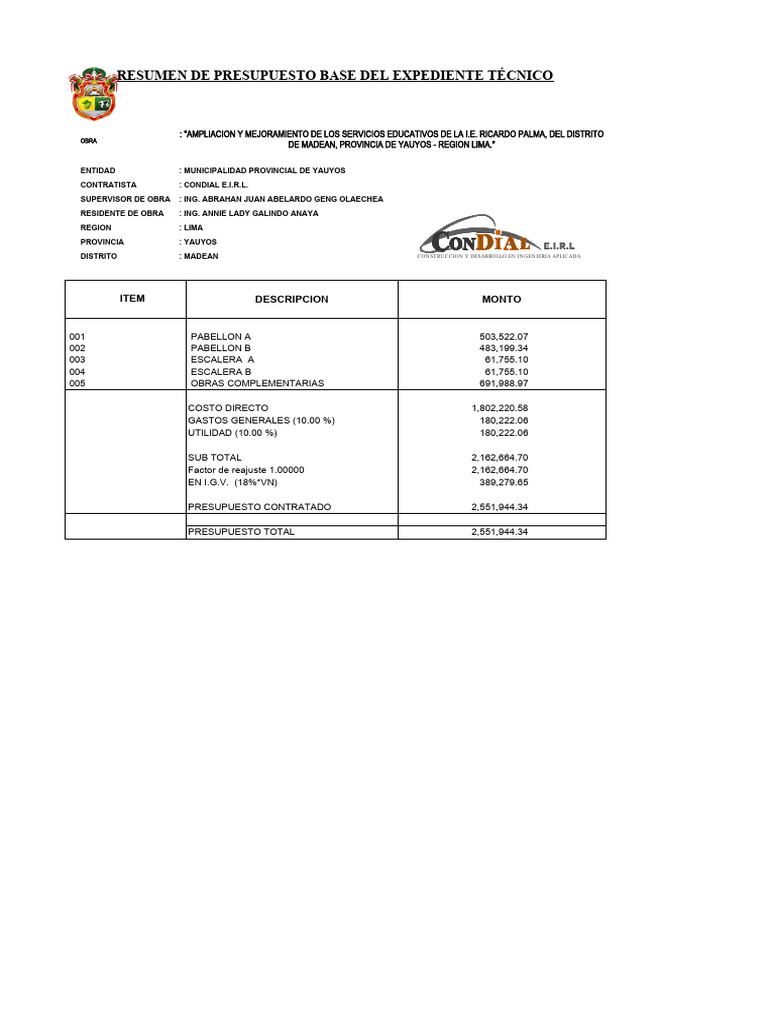 Pres. Base Del Exp. Tec. Madean | PDF | Fundación (Ingeniería) | Hormigón