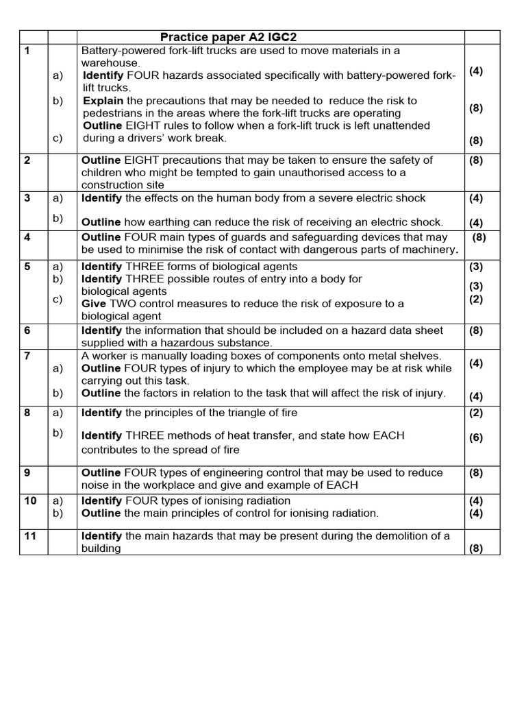 Practice Paper A2 IGC2 English | PDF | Forklift | Risk