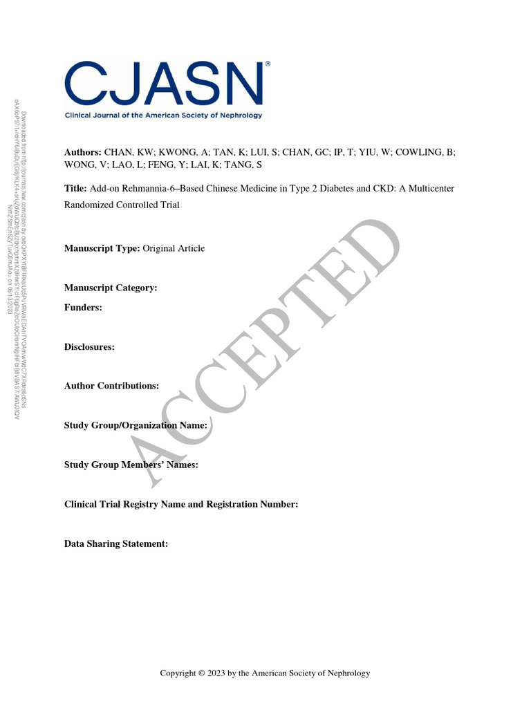 7143 Cjasn 2023 June | PDF | Chronic Kidney Disease | Hypoglycemia