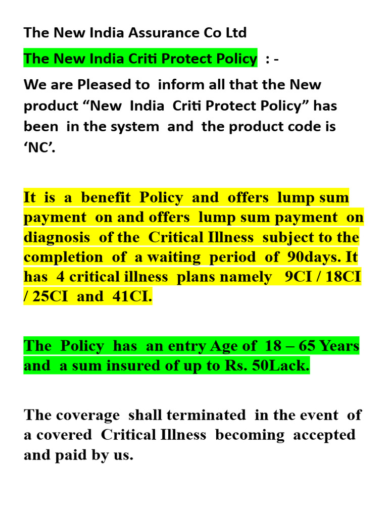 Criti Protect Policy Details | PDF