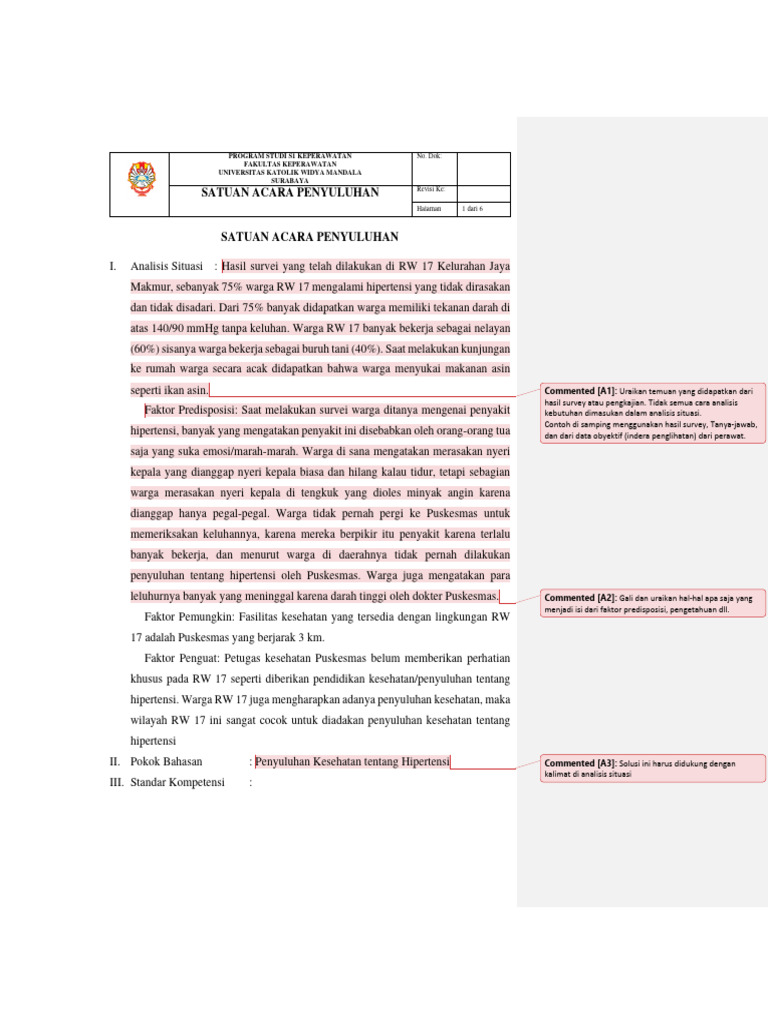 Contoh Menyusun SAP | PDF