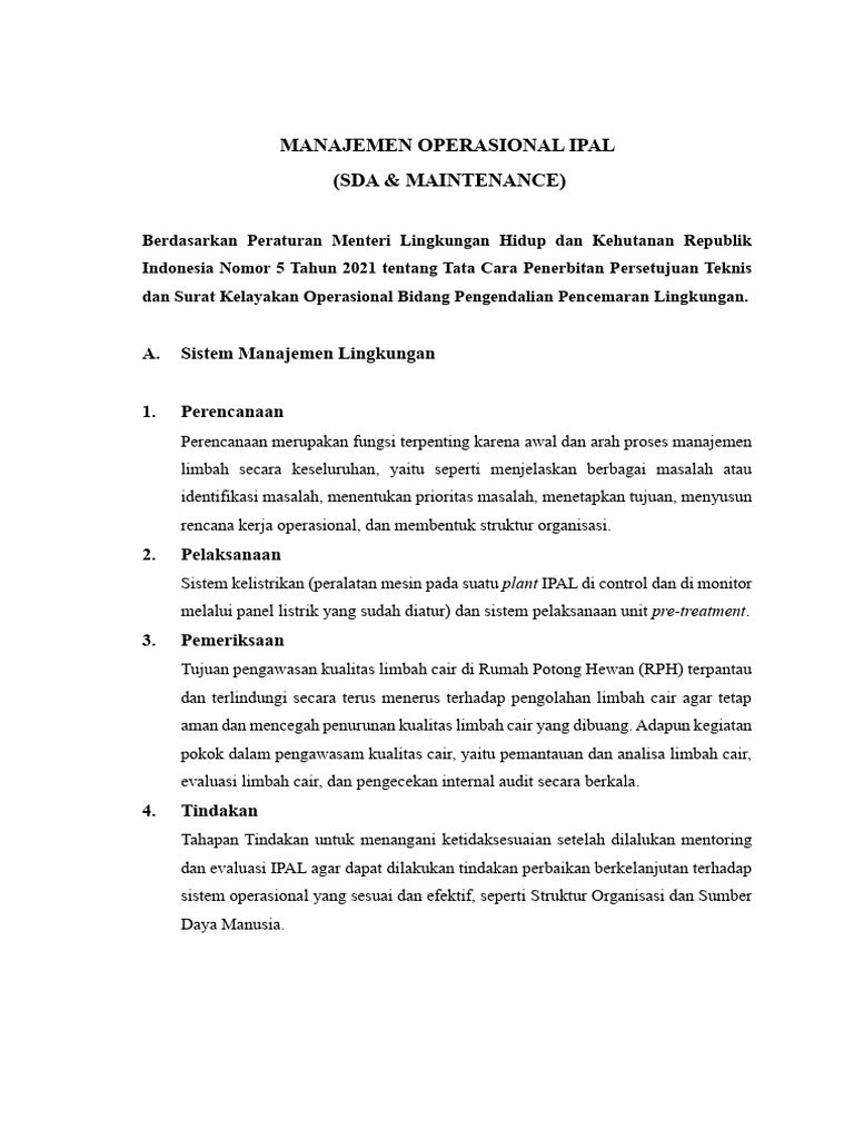 Rangkuman Manajemen Operasional Ipal | PDF