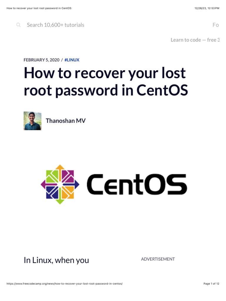 Resetting CentOS Root Password Guide | PDF | Password | System Software