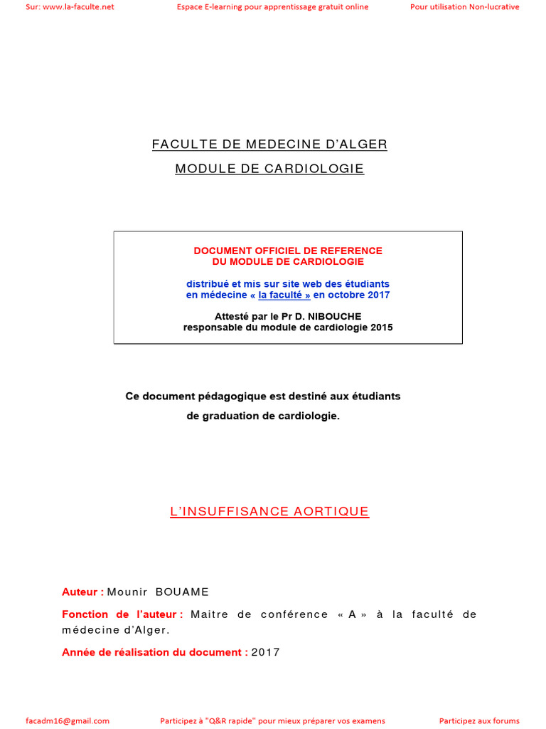 Insuffisance aortique : diagnostic et traitement | PDF | Aorte | Causes ...