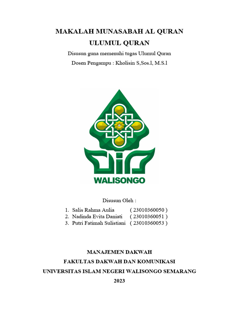 Macam-Macam Munasabah Al Quran | PDF | Agama & Spiritualitas