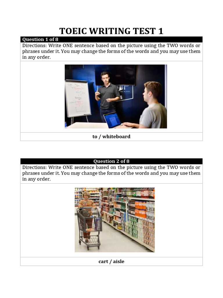 Toeic Writing Test 1 | PDF | Career & Growth