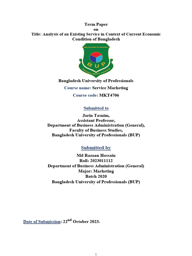 RAZOAN Service Marketing Term-Paper | PDF | Brand | Social Media