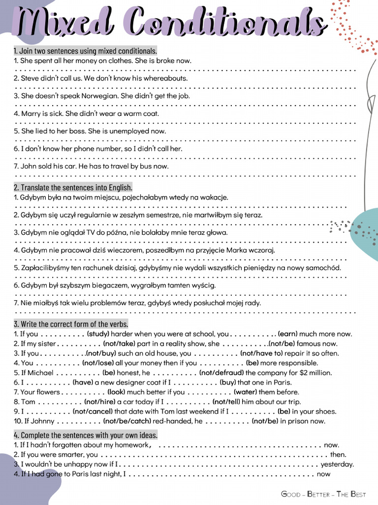 Mixed Conditionals Worksheet | PDF