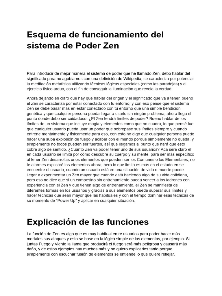 Esquema de Funcionamiento Del Sistema de Poder Zen | PDF