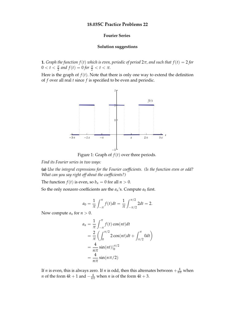 Fourier Series Practice Problems | PDF