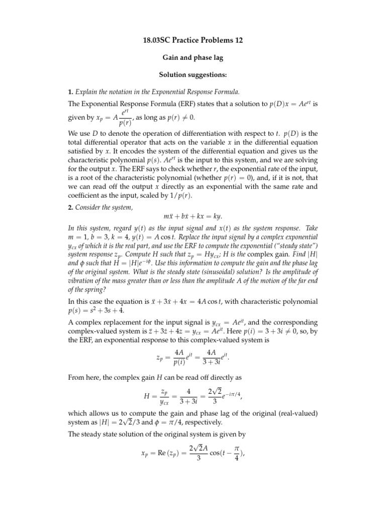 MIT18 03SCF11 Rec 10s15 Sol | PDF | Complex Number | Time Complexity