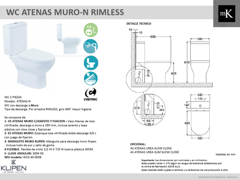 WC Atenas Muro-N Rimless | PDF
