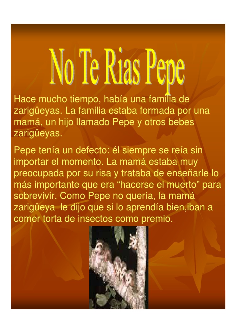 No te rías, Pepe: Cuento y Moraleja | PDF