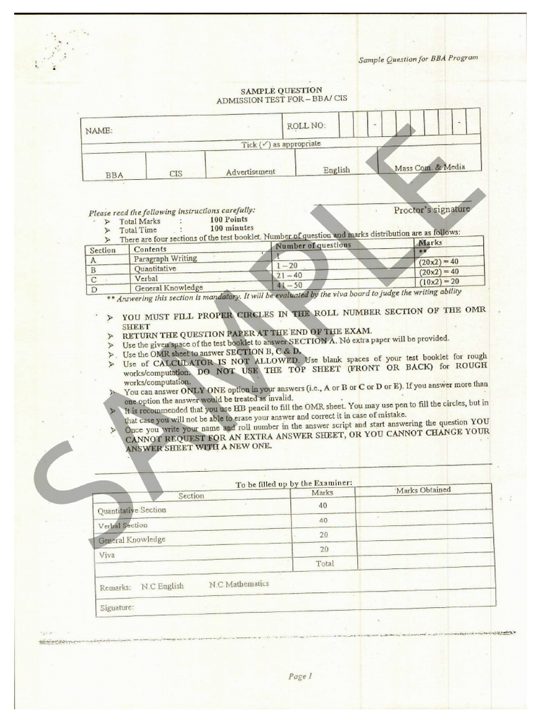 Bba Sample Question | PDF