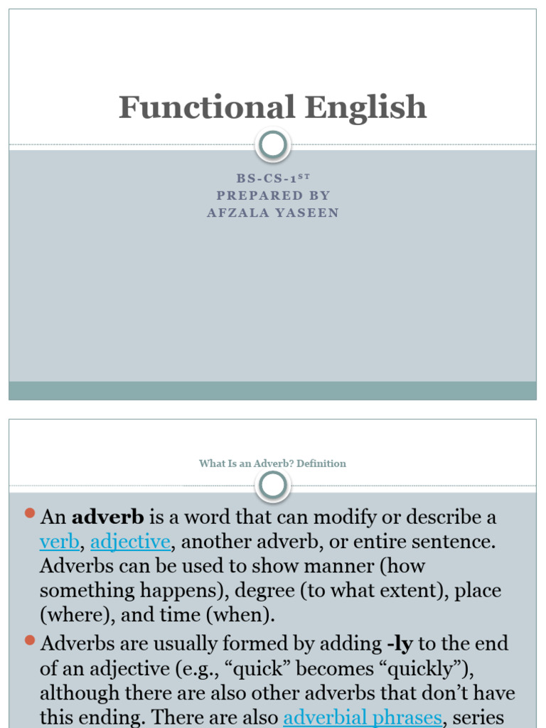 Functional English 2 | PDF | Adverb | Adjective