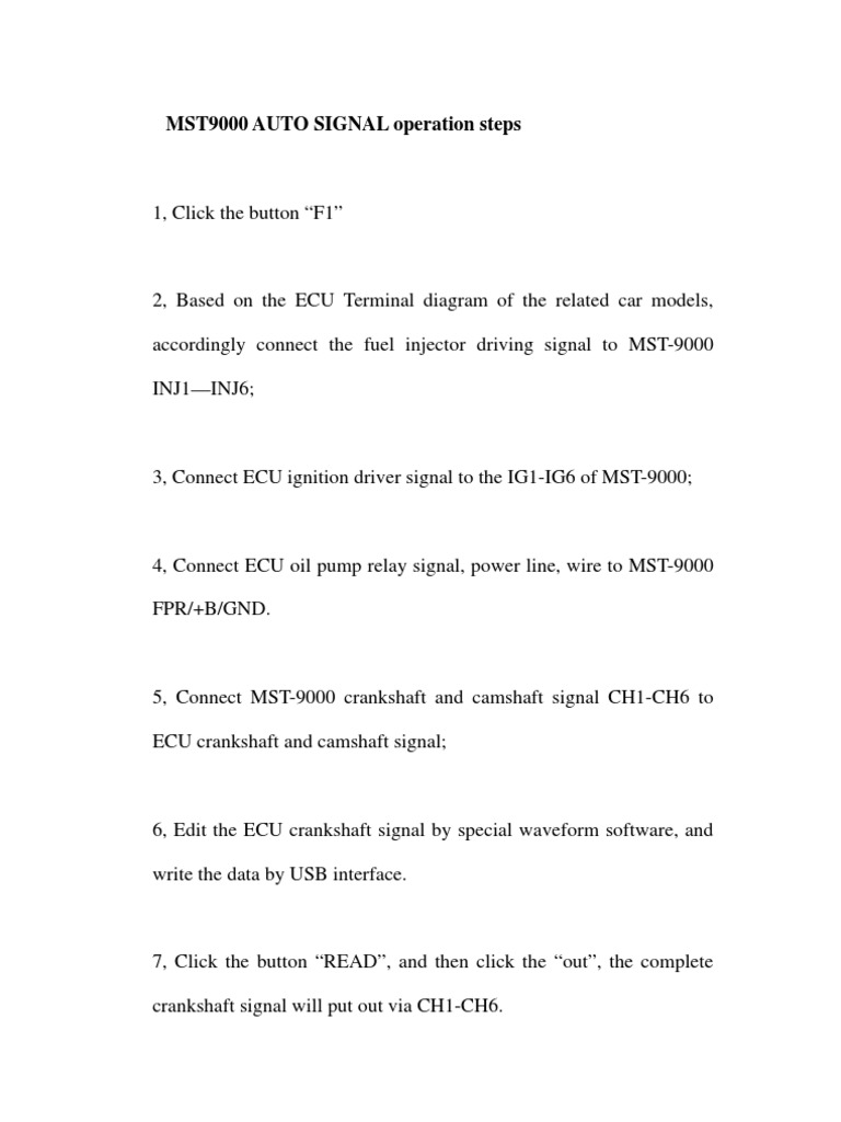 MST 9000 Auto Signal Operation Steps | PDF | Technology & Engineering