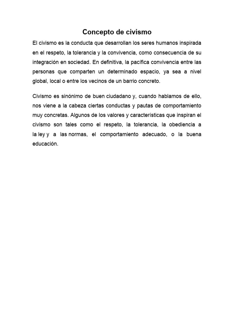 Concepto de Civismo | PDF