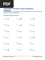Grade 4 Fractions Worksheet - Equivalent Fractions | PDF