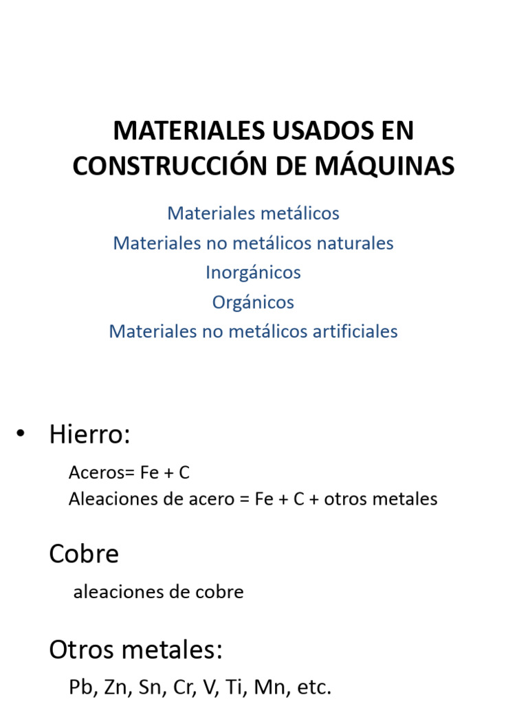Materiales Usados en Construcción de Máquinas | PDF | Acero | Cobre
