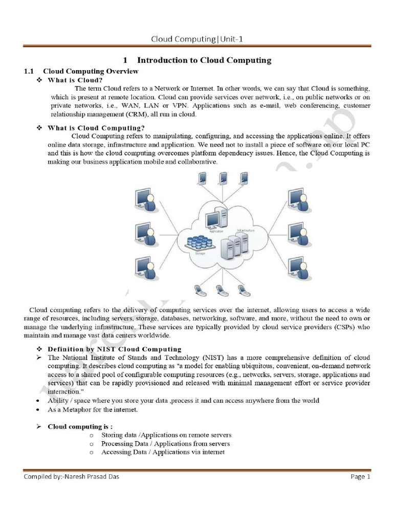 Cloud Computing Unit 1 | PDF