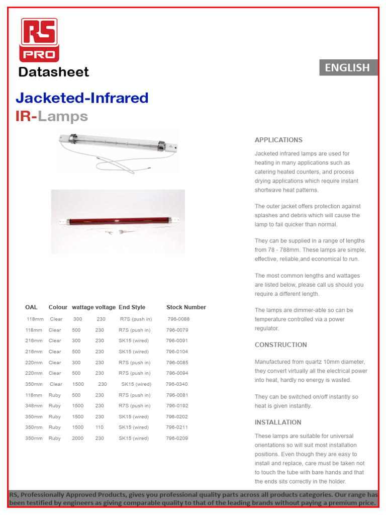 Ir Lamps | PDF | Physical Quantities | Electromagnetism