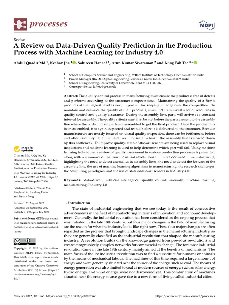 Quality Prediction Production Process | PDF | Outlier | Robotics
