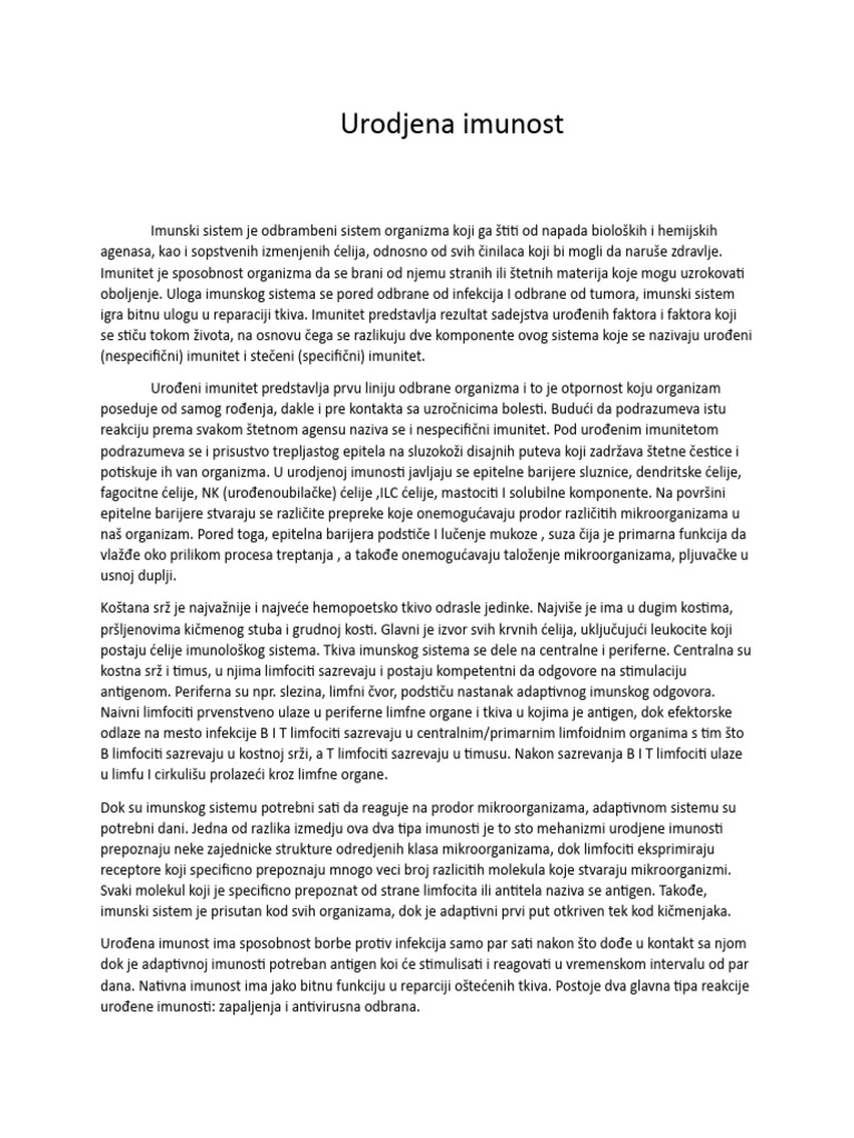 Urodjena Imunost | PDF